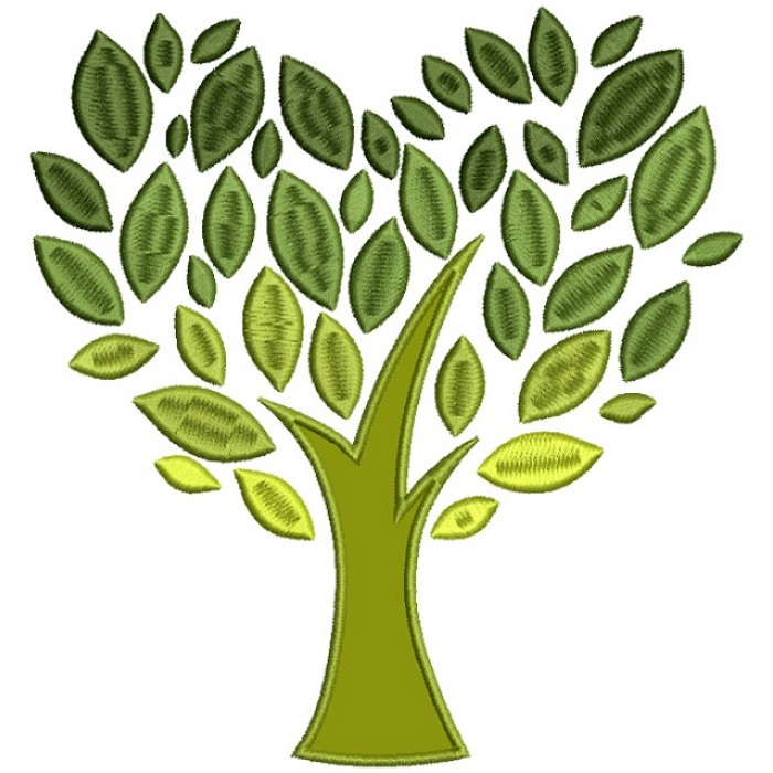 Beautiful Tree With Gorgeous Leaves Applique Machine Embroidery Design ...