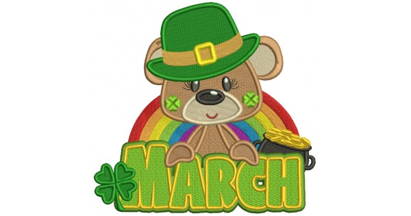 March Bear Wearing a Big Hat St. Patrick's Day Filled Machine ...