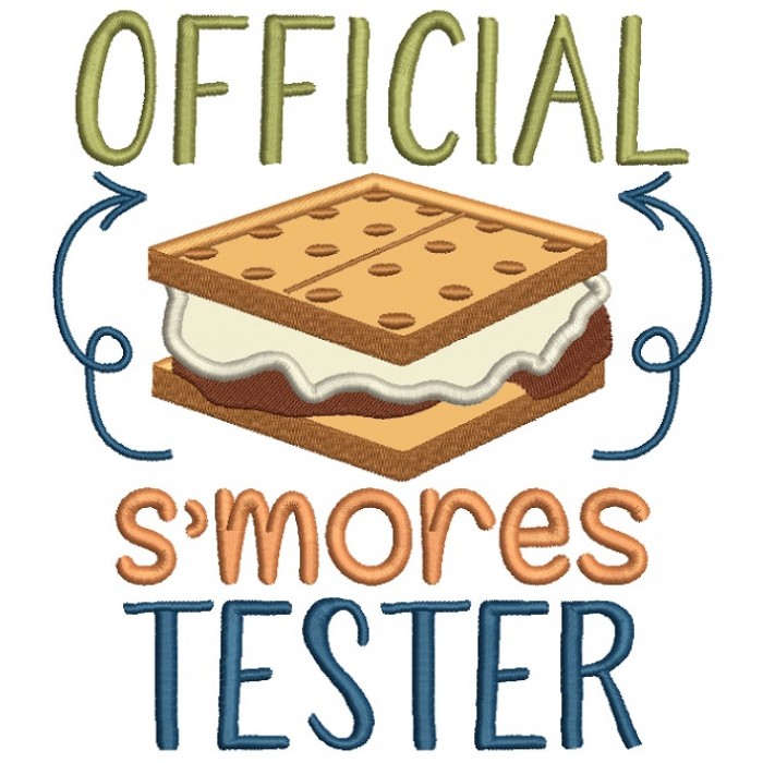 Official Smores Tester Applique Machine Embroidery Design Digitized Pattern