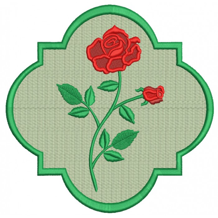 Rose Frame Valentine's Day Filled Machine Embroidery Design Digitized ...