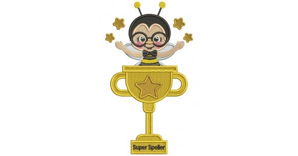 Super Speller Spelling Bee Trophy Filled Machine Embroidery Design ...