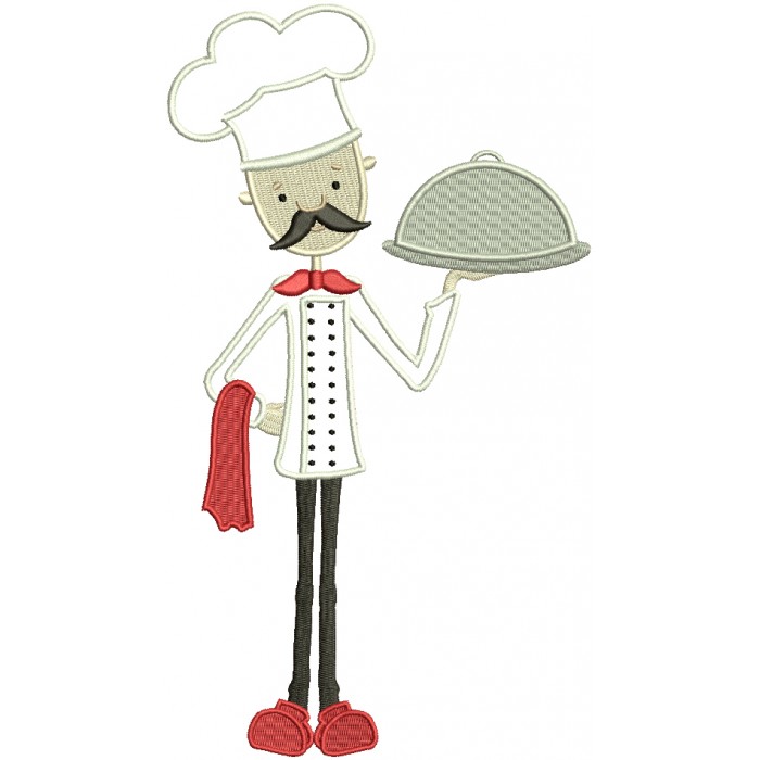 Tall Kitchen Chef Applique Machine Embroidery Design Digitized Pattern