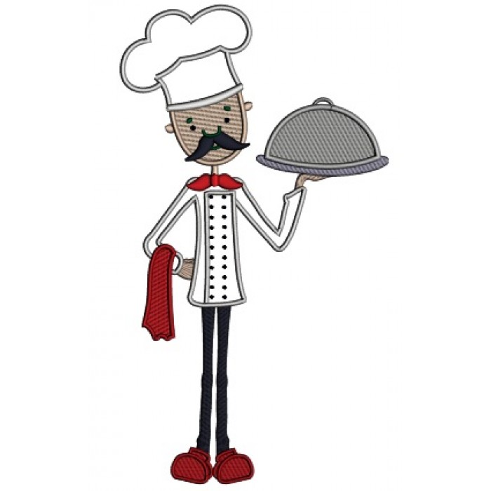 Tall Kitchen Chef Applique Machine Embroidery Design Digitized Pattern