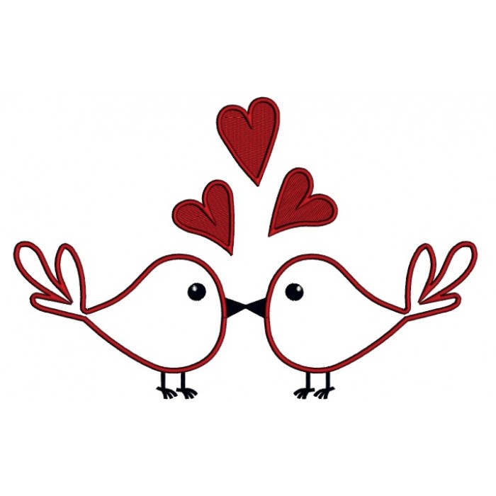 Two Birds Kissing Love Applique Machine Embroidery Design Digitized Pattern
