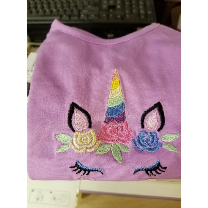 Unicorn Head With Flowers Filled Machine Embroidery Design Digitized ...