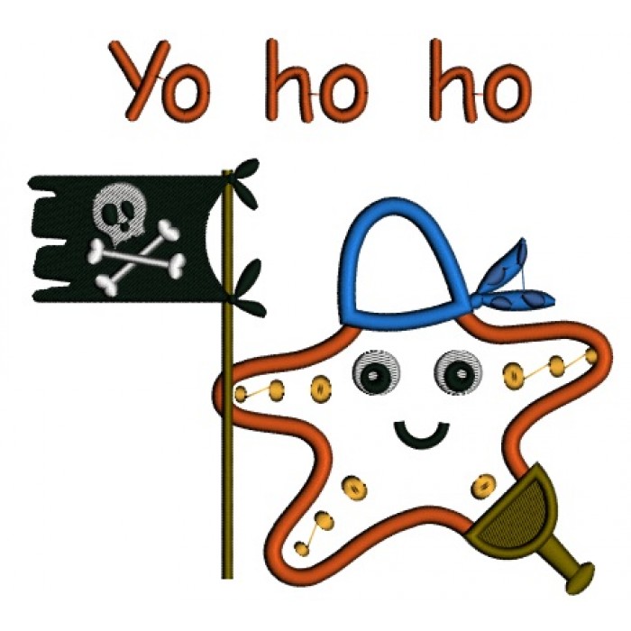 Yo Ho Ho Star Fish Pirate Applique Machine Embroidery Design Digitized ...