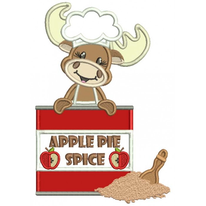 Apple Pie Spice Moose Cook Applique Machine Embroidery Design Digitized ...