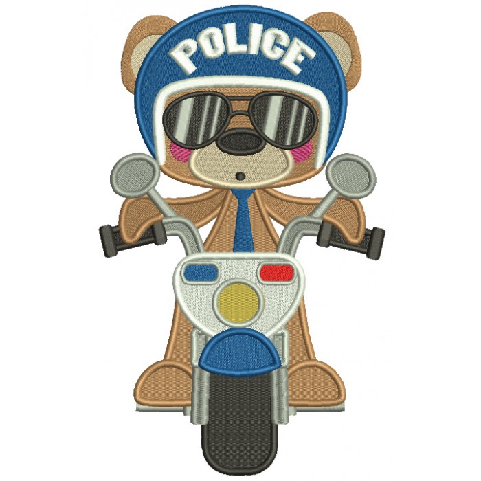 Bear Police Officer Filled Machine Embroidery Digitized Design Pattern