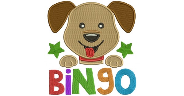 Bingo Cute Little Dog Filled Machine Embroidery Design Digitized Pattern