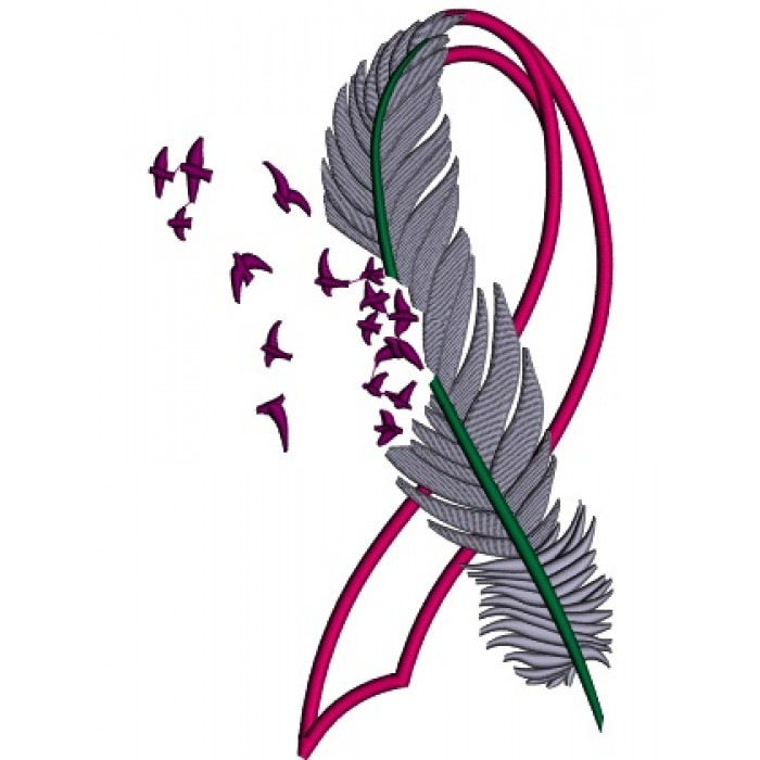 Breast Cancer Awareness Ribbon With A Feather Applique Machine ...