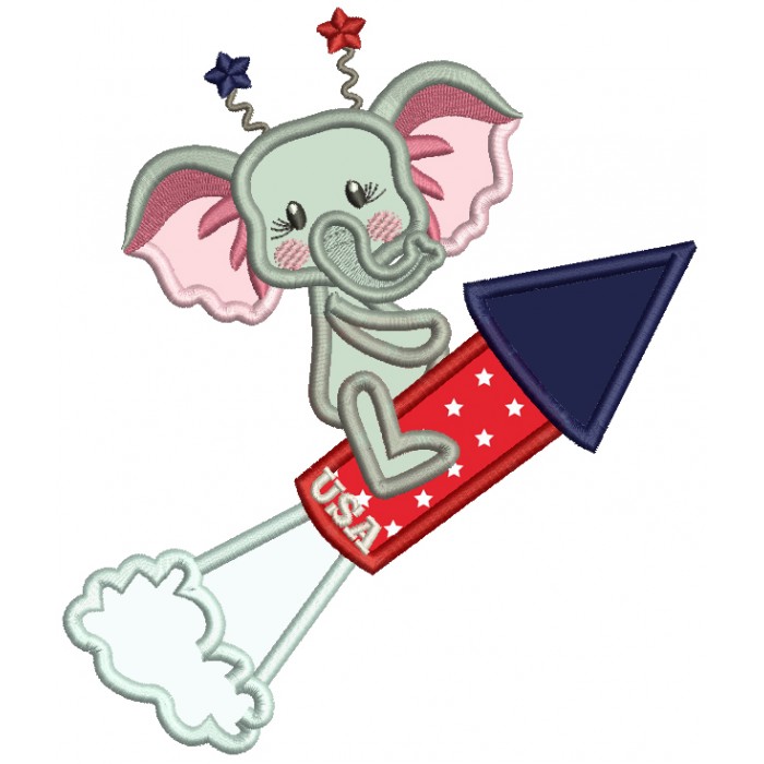 Cute Baby Elephant Flying On a Firecracker Patriotic 4th Of July ...
