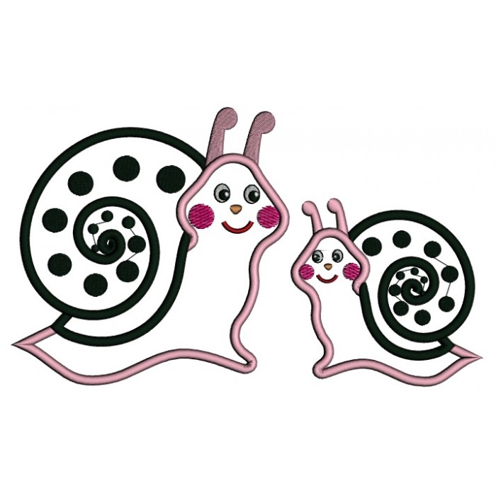 Mommy And Baby Snail Applique Machine Embroidery Design Digitized Pattern