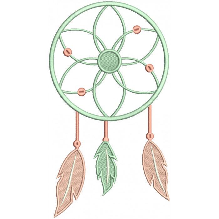 Dream Catcher With Three Feathers Filled Machine Embroidery Design ...