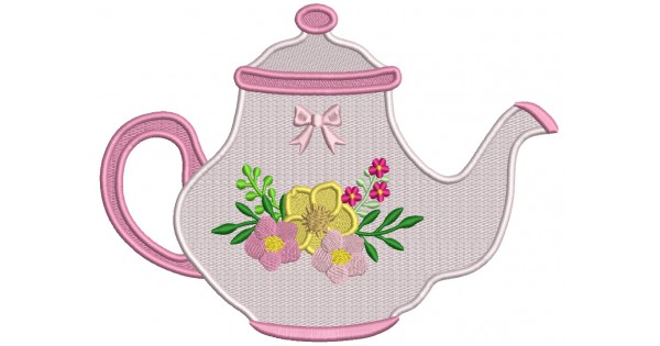 Fancy Teapot WIth Flowers Filled Machine Embroidery Design Digitized ...