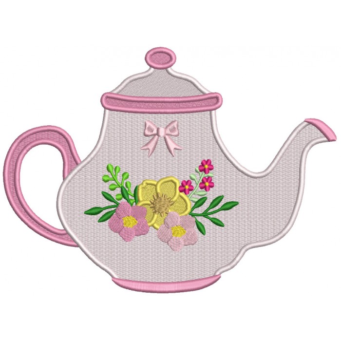 Fancy Teapot WIth Flowers Filled Machine Embroidery Design Digitized ...