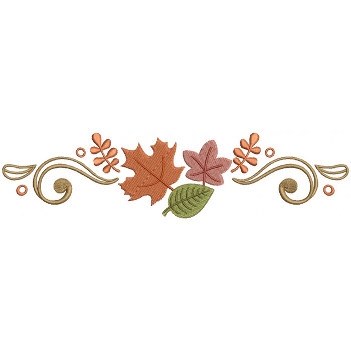 Leaves Arrangement Fall Filled Machine Embroidery Design Digitized Pattern