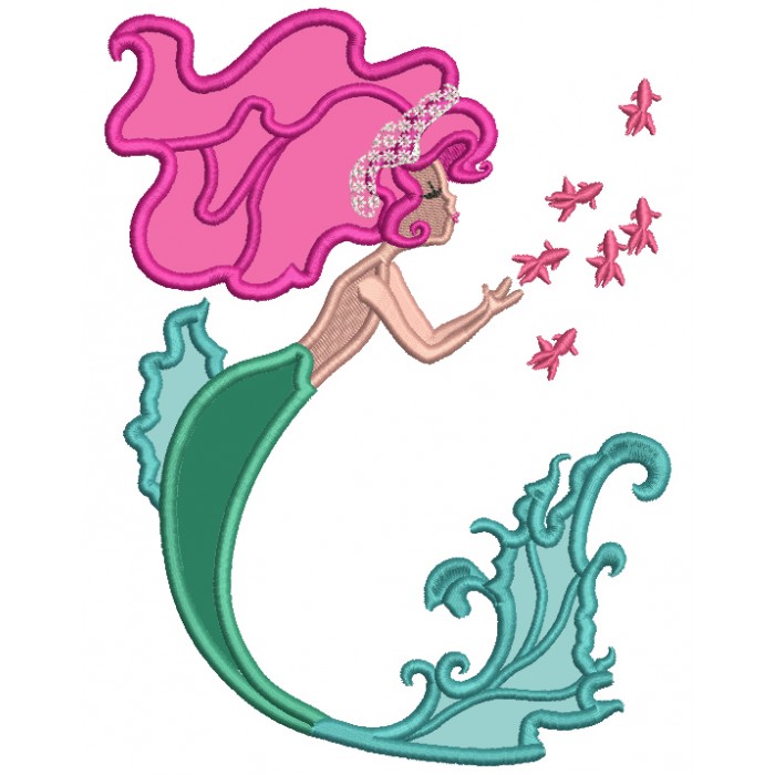 Beautiful Mermaid Applique Machine Embroidery Design Digitized Pattern