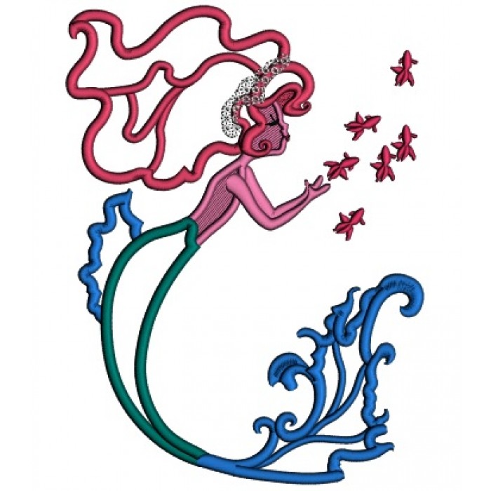 Beautiful Mermaid Applique Machine Embroidery Design Digitized Pattern