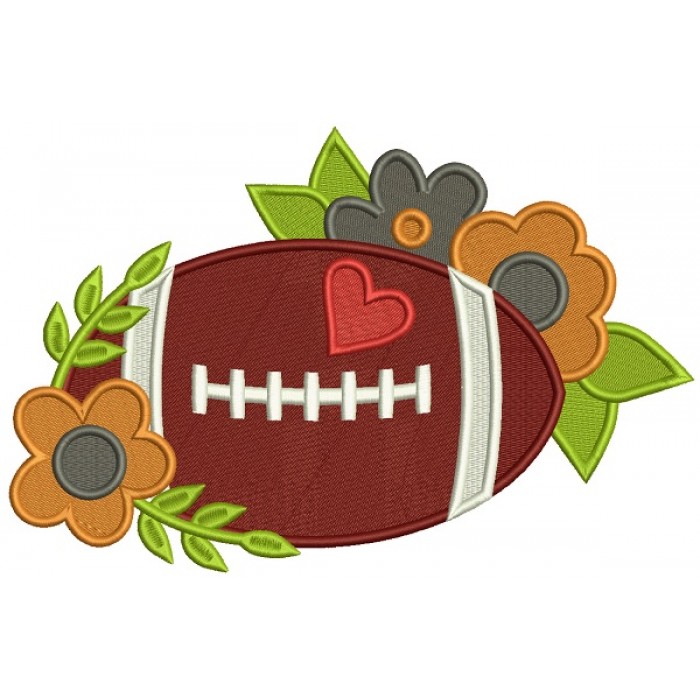 Football With Flowers Filled Machine Embroidery Design Digitized Pattern
