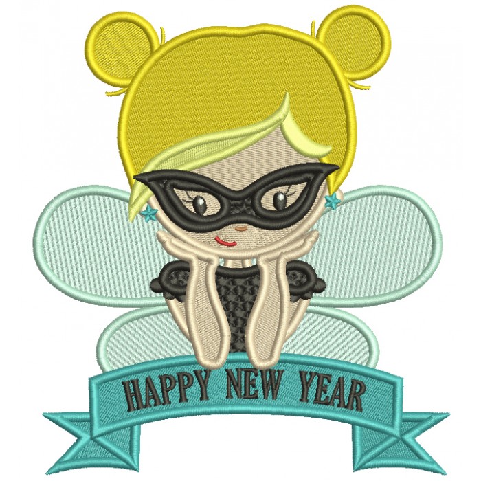 Happy New Year Fairy Filled Machine Embroidery Design Digitized Pattern