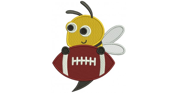 Little Bee With a Football Filled Machine Embroidery Design Digitized ...