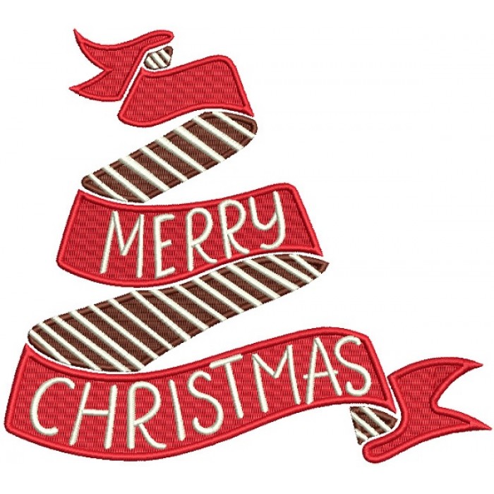 Merry Christmas Ribbon For Presents Filled Machine Embroidery Design ...