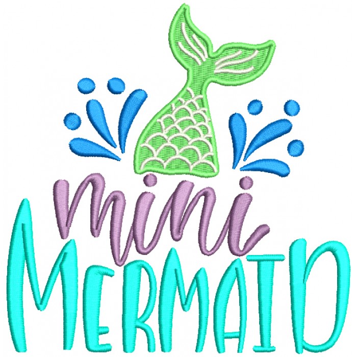 Mini Mermaid Filled Machine Embroidery Design Digitized Pattern