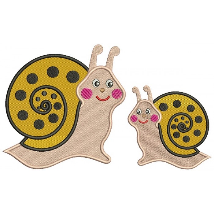 Mommy And Baby Snail Filled Machine Embroidery Design Digitized Pattern