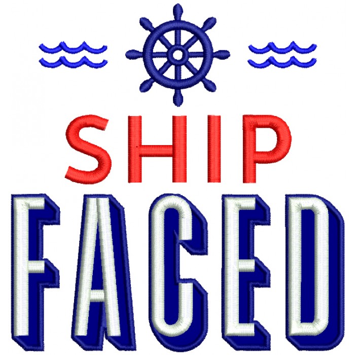Ship Faced Boat Helm And Waves Applique Machine Embroidery Design ...