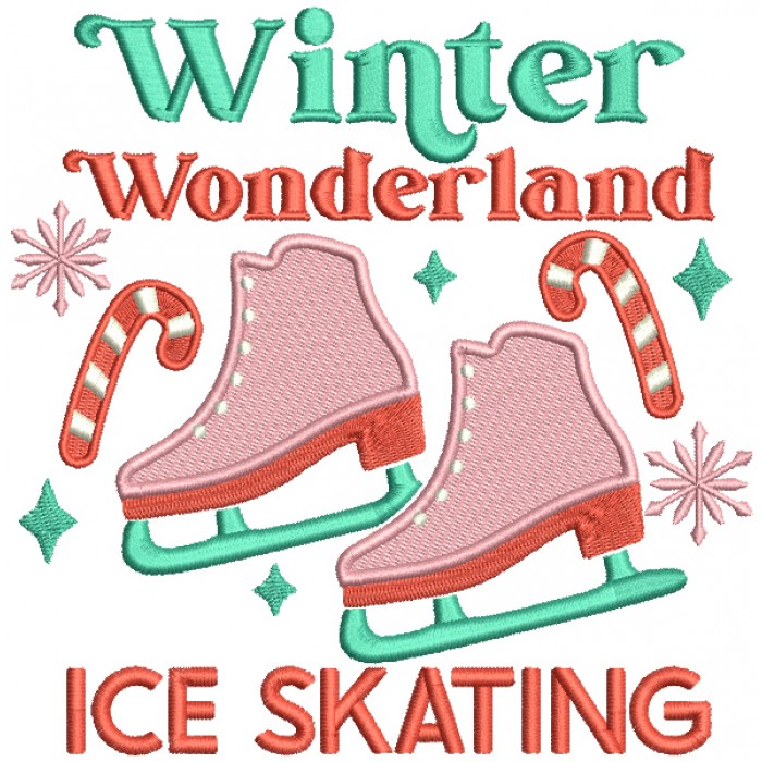 Winter Wonderland Ice Skating Christmas Filled Machine Embroidery ...
