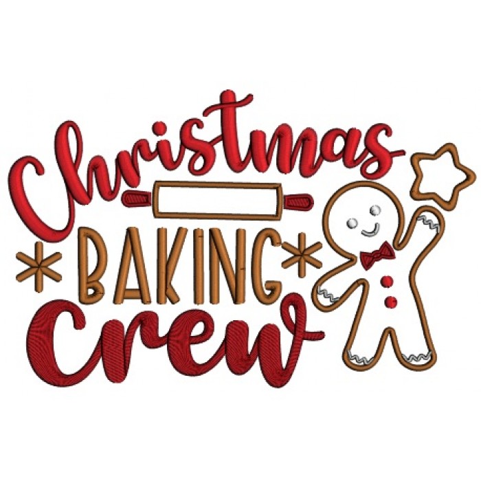 Christmas Baking Crew Gingerbread Man Applique Machine Embroidery ...
