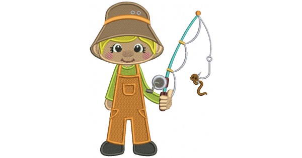 Little Boy Fisherman Filled Medical Embroidery Design Digitized Pattern