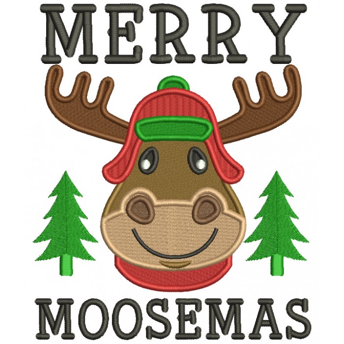 Merry Moosemas Christmas Filled Machine Embroidery Design Digitized Pattern