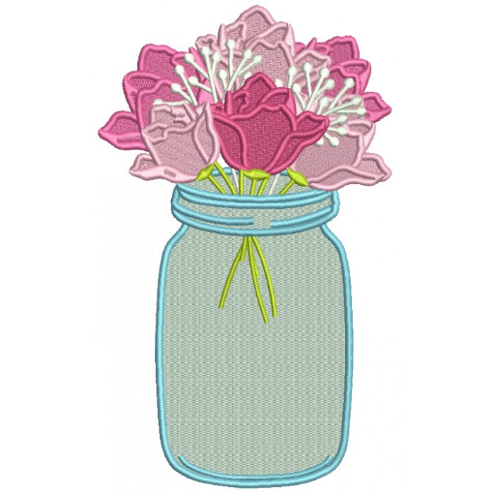 Roses In The Mason Jar Flowers Filled Machine Embroidery Design ...