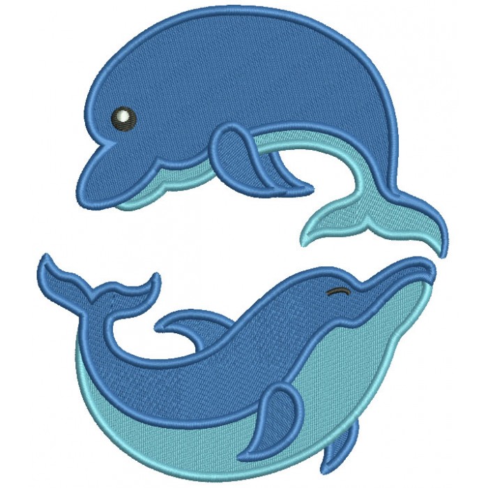 Ying Yang Two Dolphins Swimming Filled Machine Embroidery Design ...