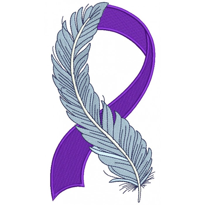 Alzheimer's Awareness Ribbon With Feather Filled Machine Embroidery ...