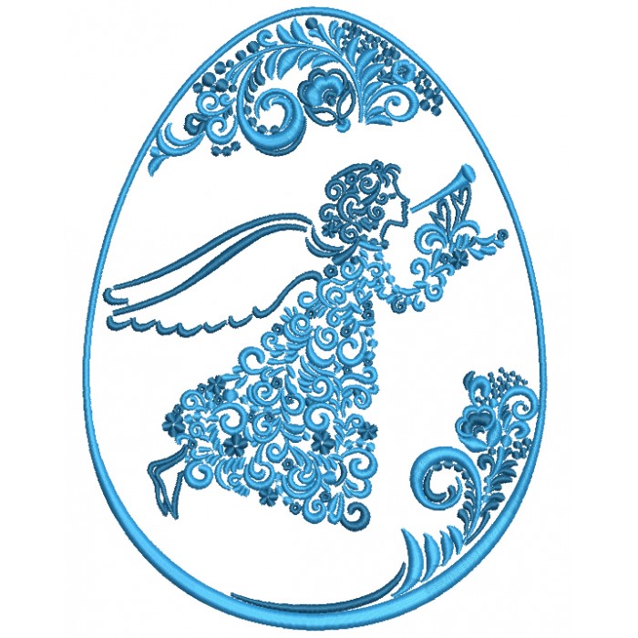 Archangel Gabriel Blowing a Trumpet Ornate Filled Machine Embroidery ...