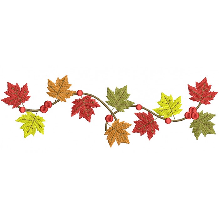 Autumn Leaves Fall Filled Machine Embroidery Design Digitized Pattern