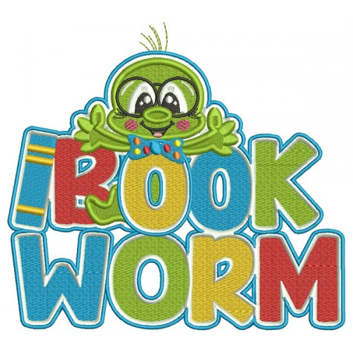 Bookworm With a Big Hug School Filled Machine Embroidery Design ...