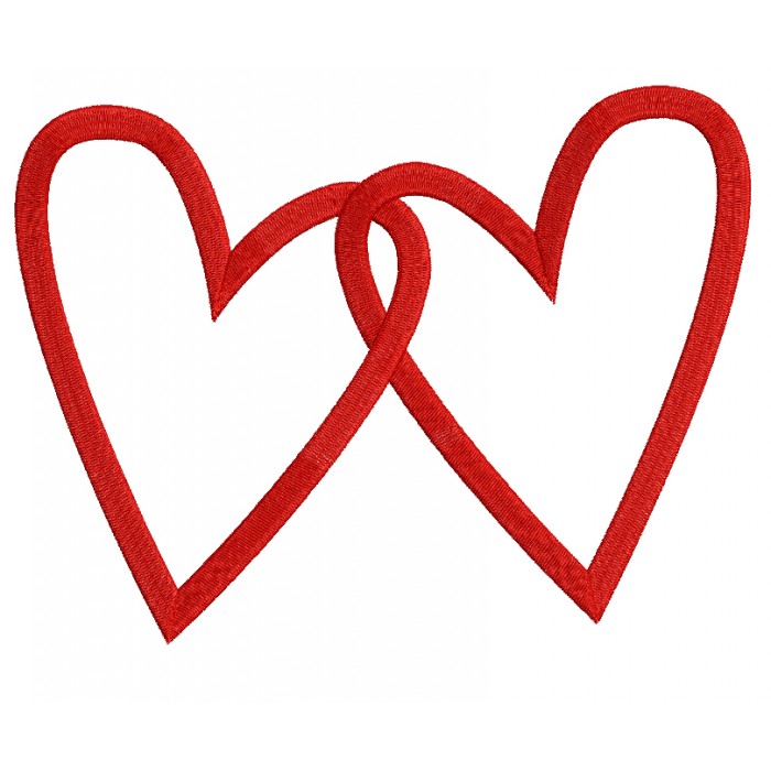 Connected Hearts Outline Filled Machine Embroidery Design Digitized Pattern