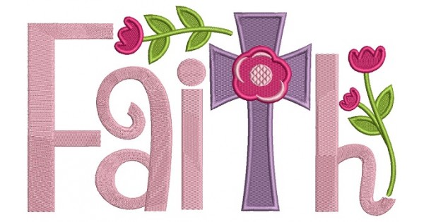 Faith Cross With Flowers Filled Machine Embroidery Design Digitized Pattern