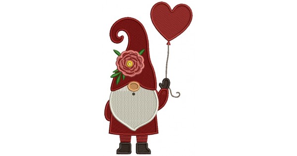Gnome Holding a Heart Shaped Balloon Valentine's Day Filled Machine ...