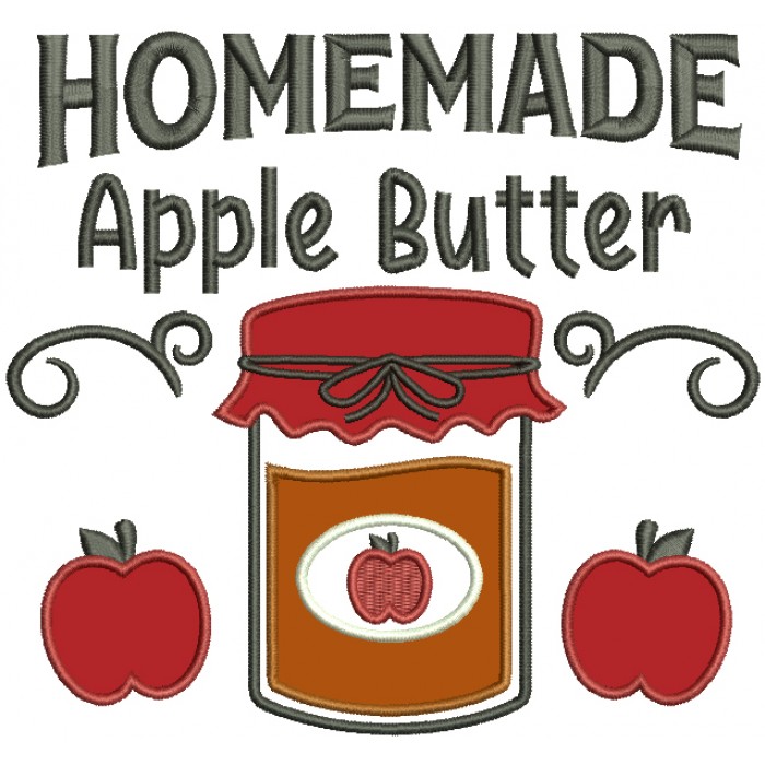 Homemade Apple Butter Food Applique Machine Embroidery Design Digitized ...