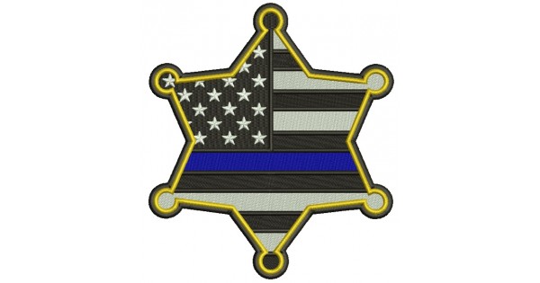 Police Badge With a Flag Filled Machine Embroidery Design Digitized Pattern