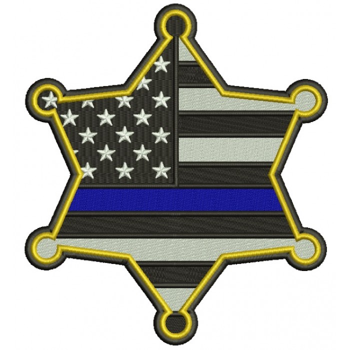 Police Badge With a Flag Filled Machine Embroidery Design Digitized Pattern