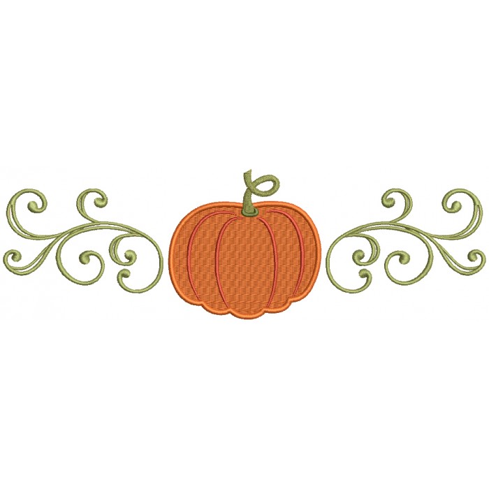 Pumpkin And Swirly Branches Filled Machine Embroidery Design Digitized ...