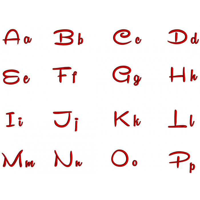 Actavian Script Machine Embroidery Font Upper and Lower Case 1 2 3 inches