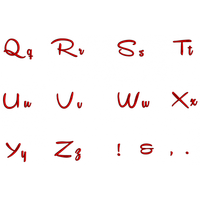 Actavian Script Machine Embroidery Font Upper and Lower Case 1 2 3 inches