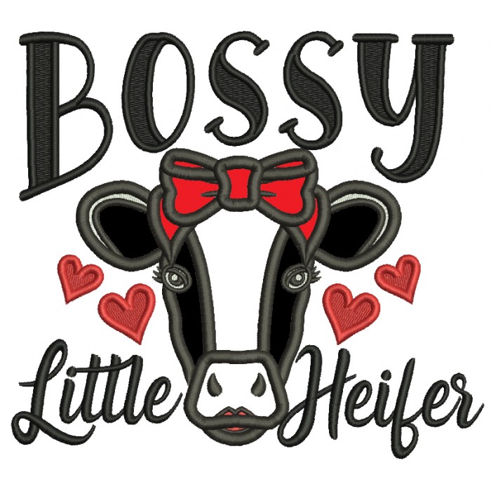 Bossy Little Heifer Applique Machine Embroidery Design Digitized Pattern