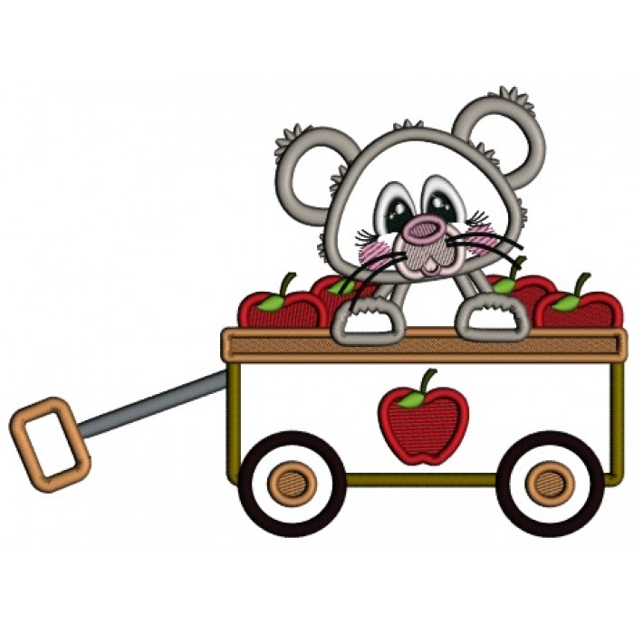 Mouse Sitting Inside Wagon Full Of Cherries Applique Machine Embroidery ... Mouse Sitting Inside Wagon Full Of Cherries Applique Machine Embroidery ...